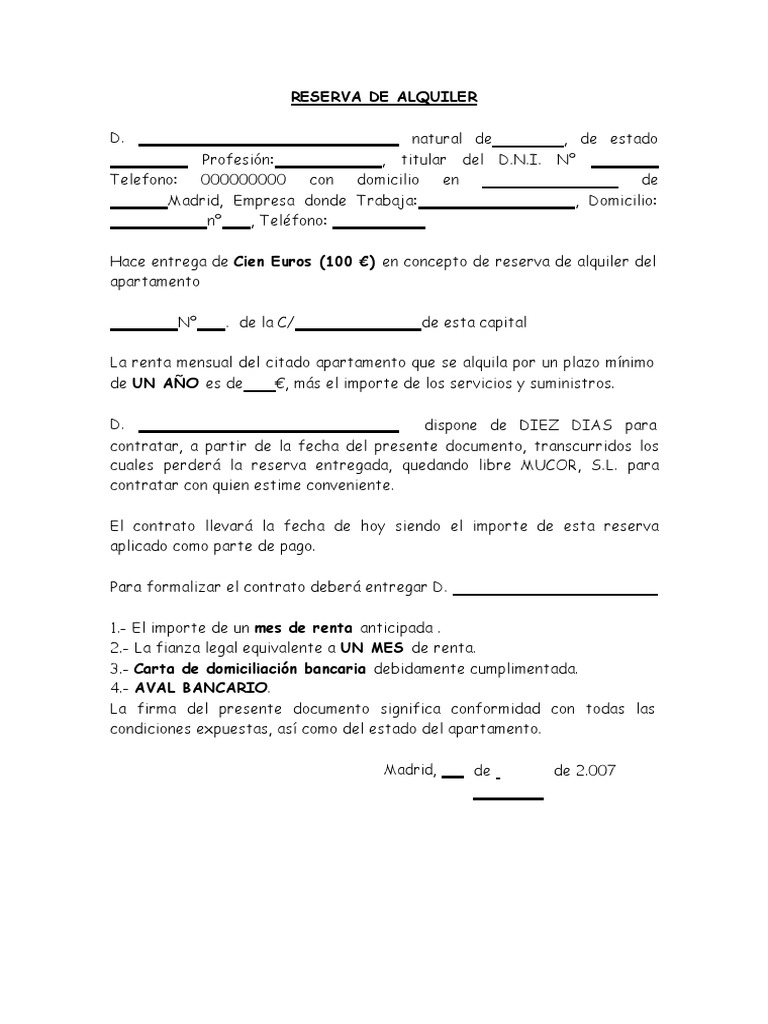 Modelo Reserva | PDF