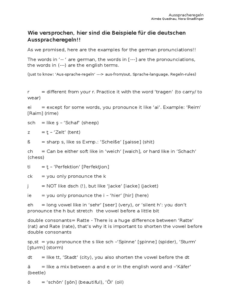 German Pronunciation Guide | PDF