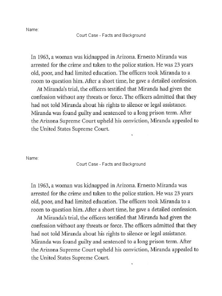 Miranda v. Arizona Case Overview | PDF
