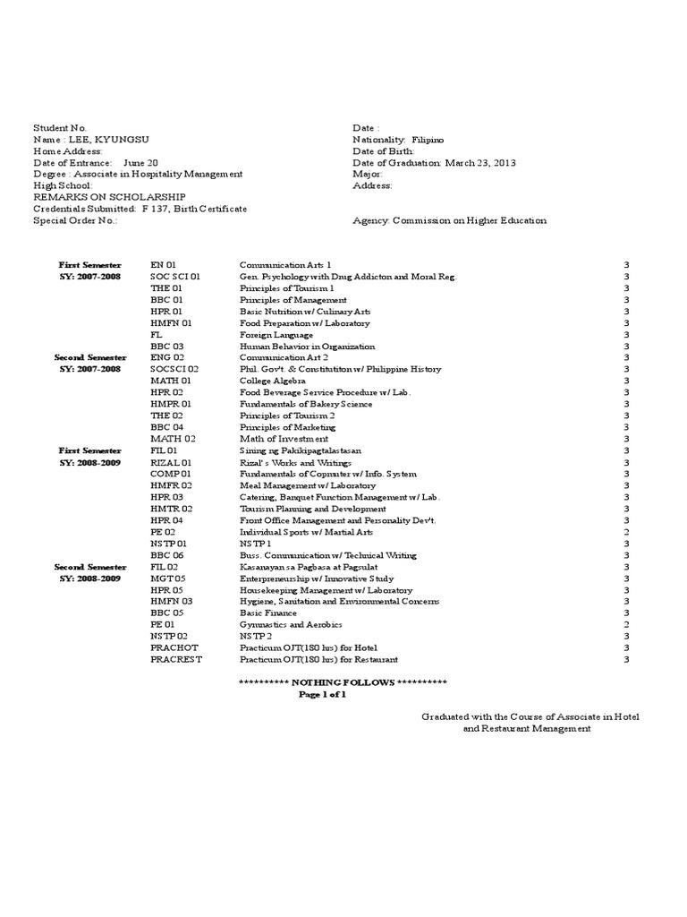 New TRANSCRIPT OF ASHRM-LEE, KYUNGSU | PDF
