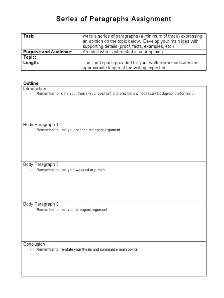 Series of Paragraphs Outline | PDF | Language Arts & Discipline ...