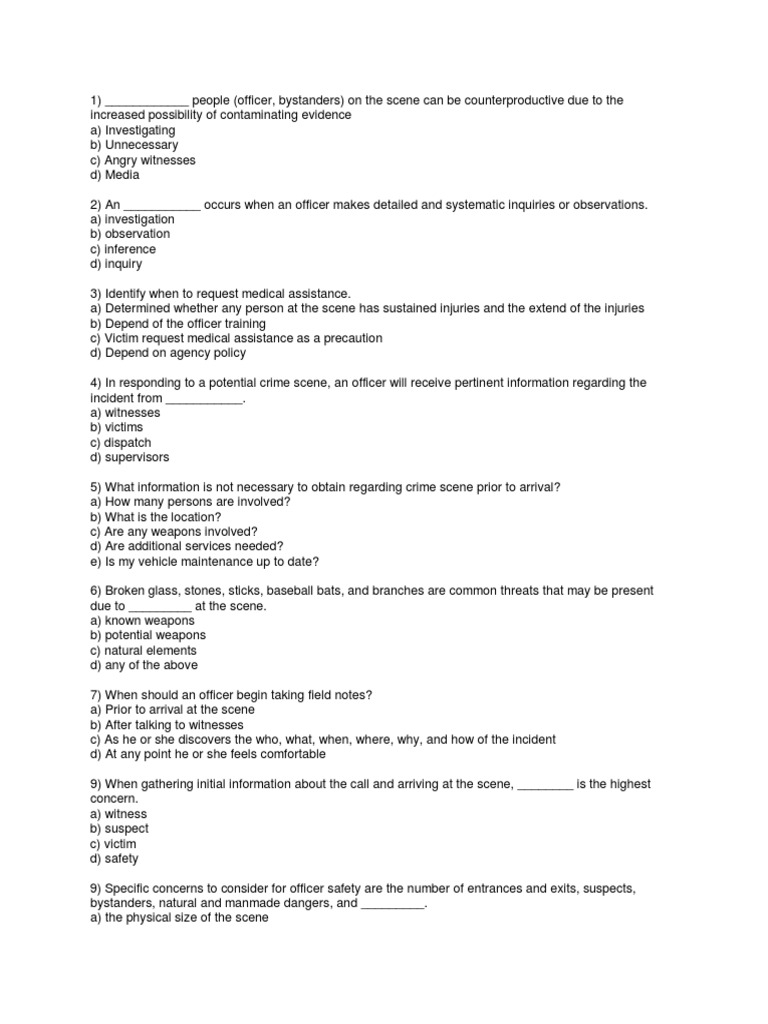 Crime Scene Quiz | PDF | Crime Scene | Fingerprint