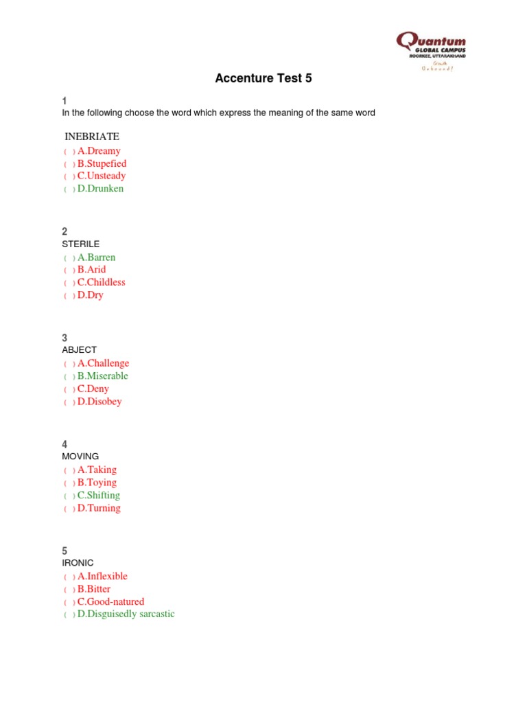 Accenture Test 5 | Teaching Mathematics