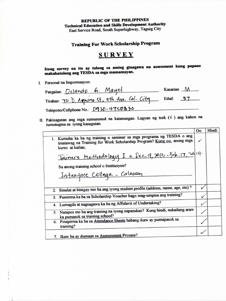 Survey Form | PDF