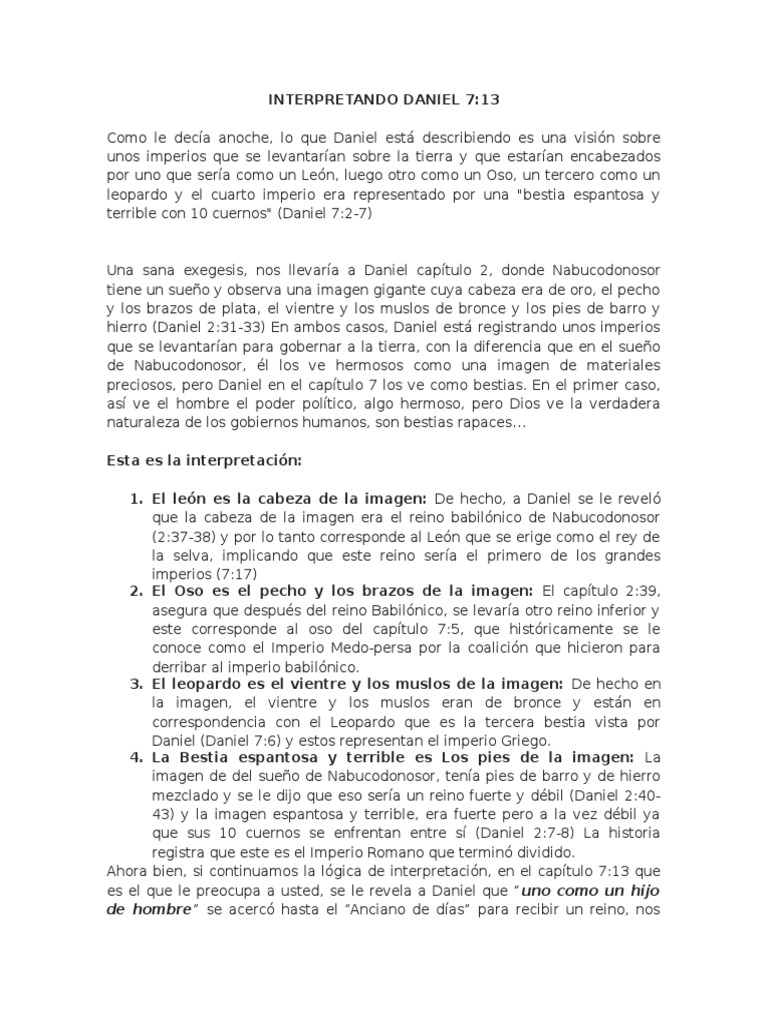 Interpretando Daniel 7 | PDF | Daniel (figura bíblica) | Nabucodonosor Ii