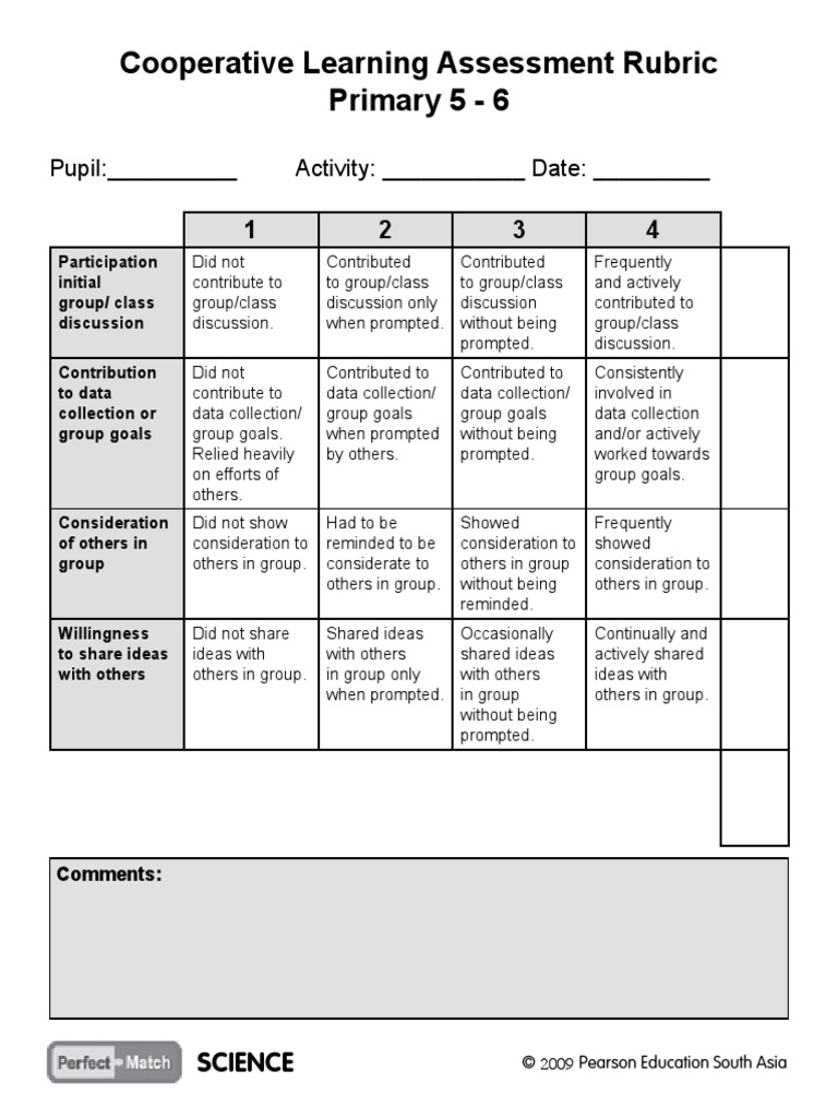 Cooperative Learning Rubric P5-6 | PDF