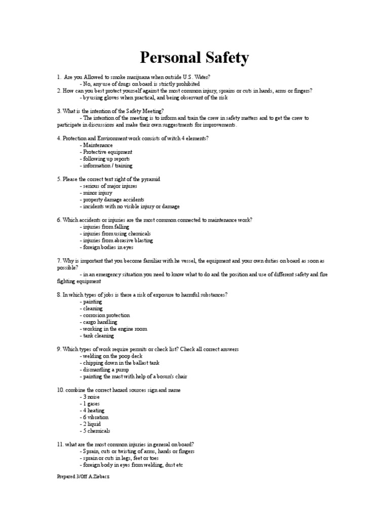Cd.1 Personal Safety | PDF | Wellness