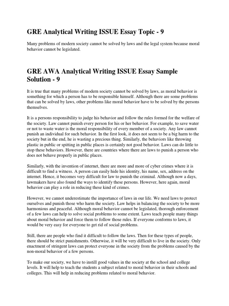 GRE Analytical Writing ISSUE Essay Topic - 9 | PDF | Punishments ...