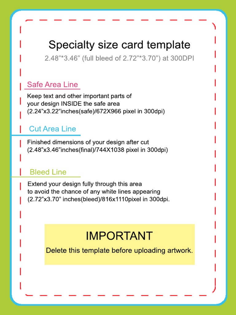 Specialty Card Sizing Template | PDF