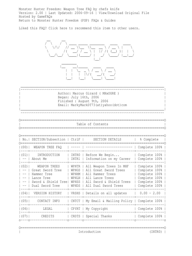 Monster Hunter Weapon Tree | PDF | Sword | Blade