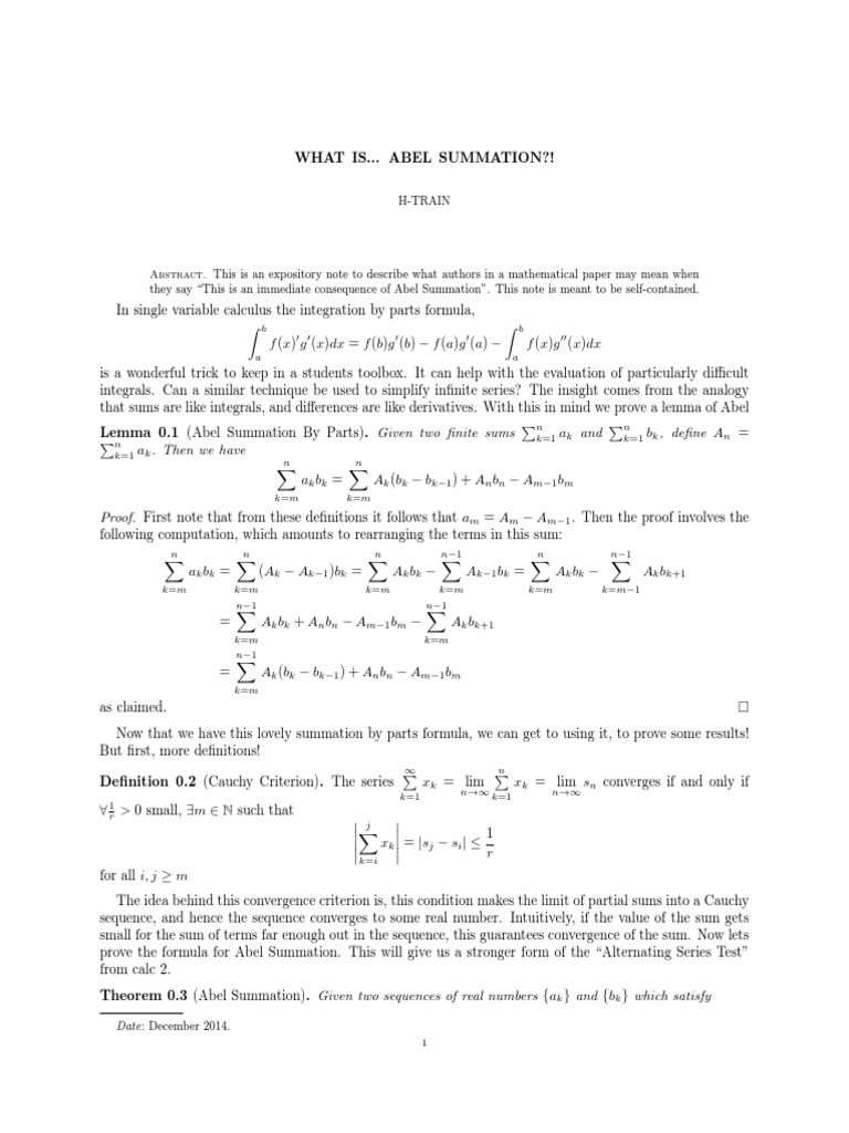 What Is..... Abel Summability?! | Download Free PDF | Series ...