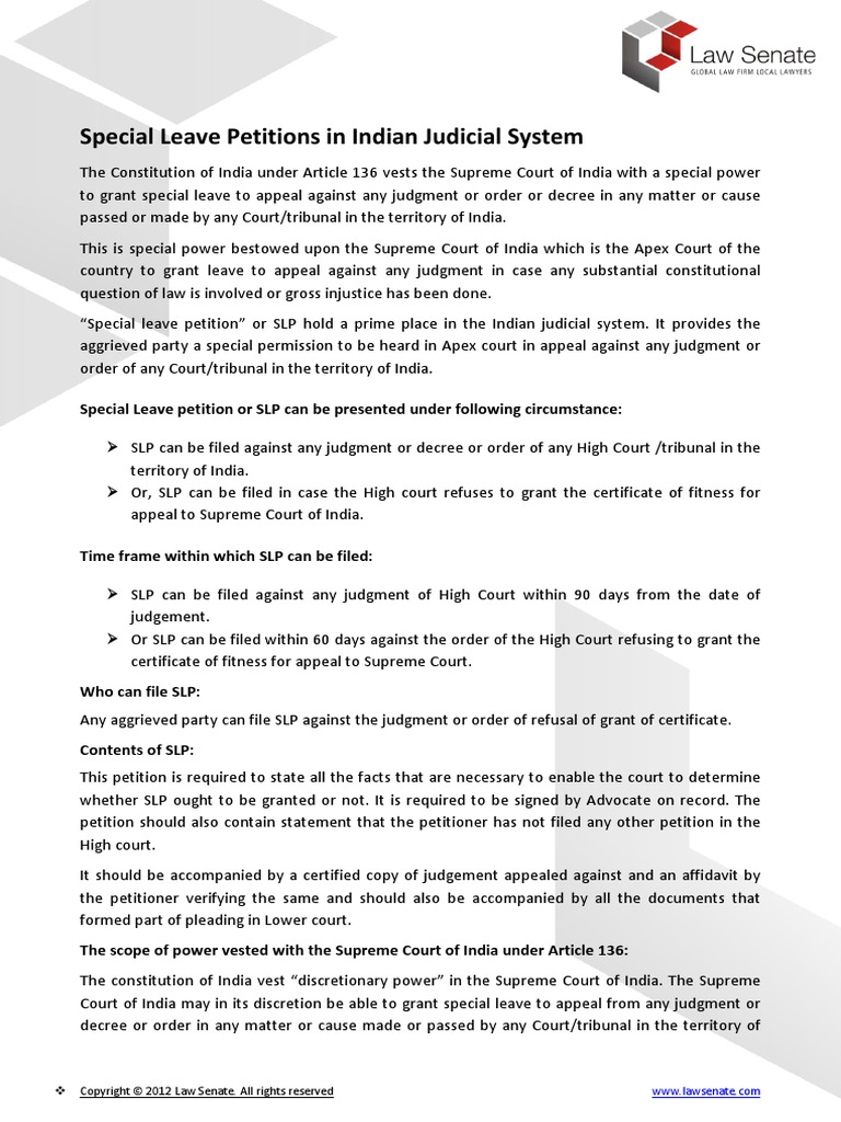 Special Leave Petition | Supreme Courts | Supreme Court Of India