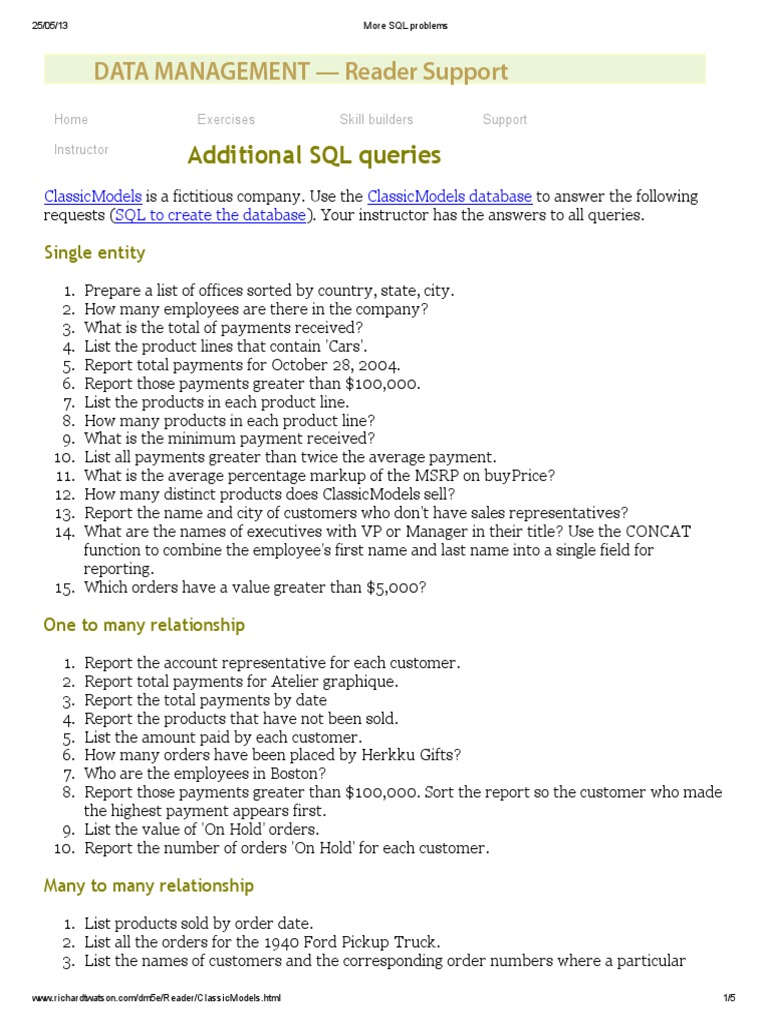 ClassicModel Queries | PDF | Longitude | Databases