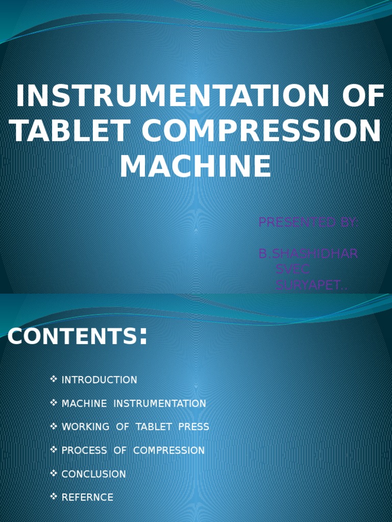 Instrumentation of Tablet Compression Machine PPT. by Shash | PDF ...