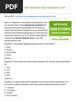 100 General Aptitude Questions With Answers PDF | PDF | Train | Speed