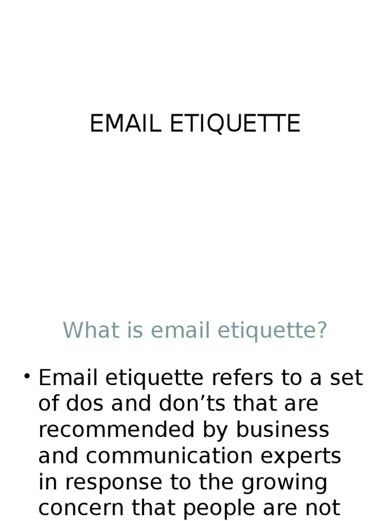 Email Etiquette | PDF | Email | Nonverbal Communication