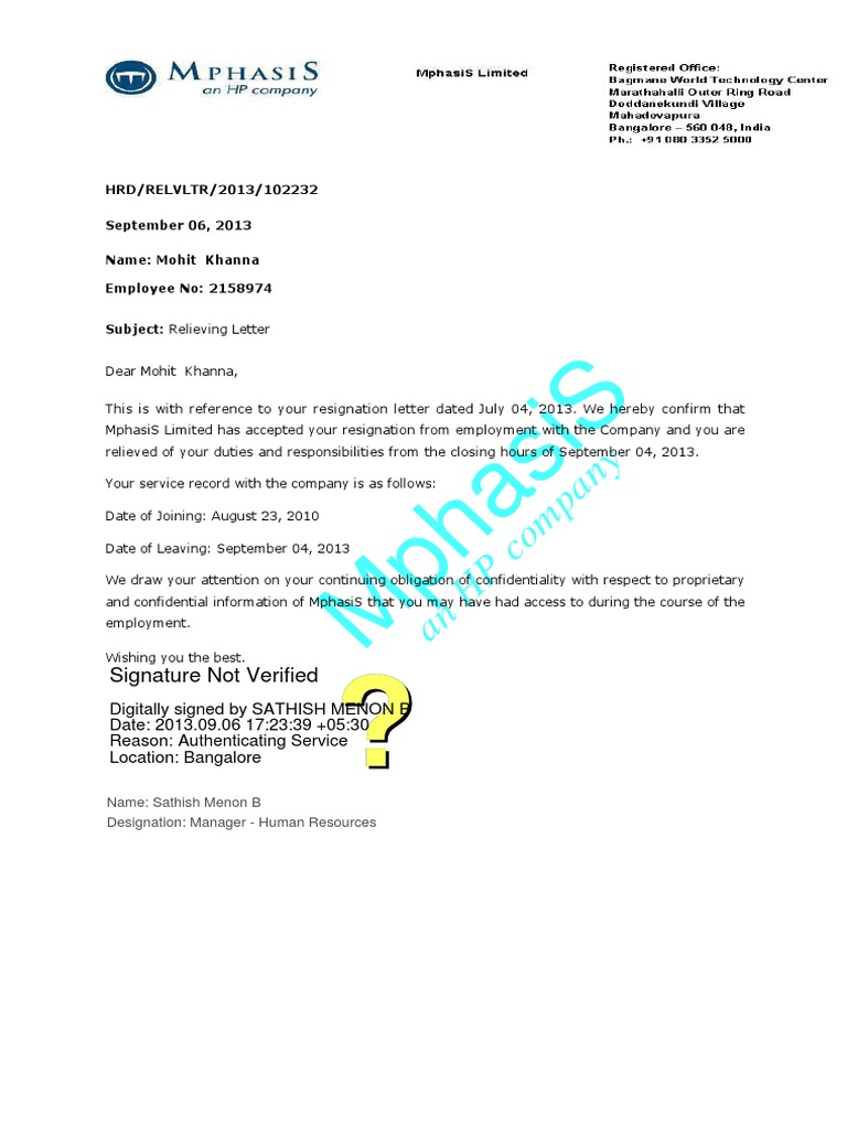 Relieving Letter 2158974