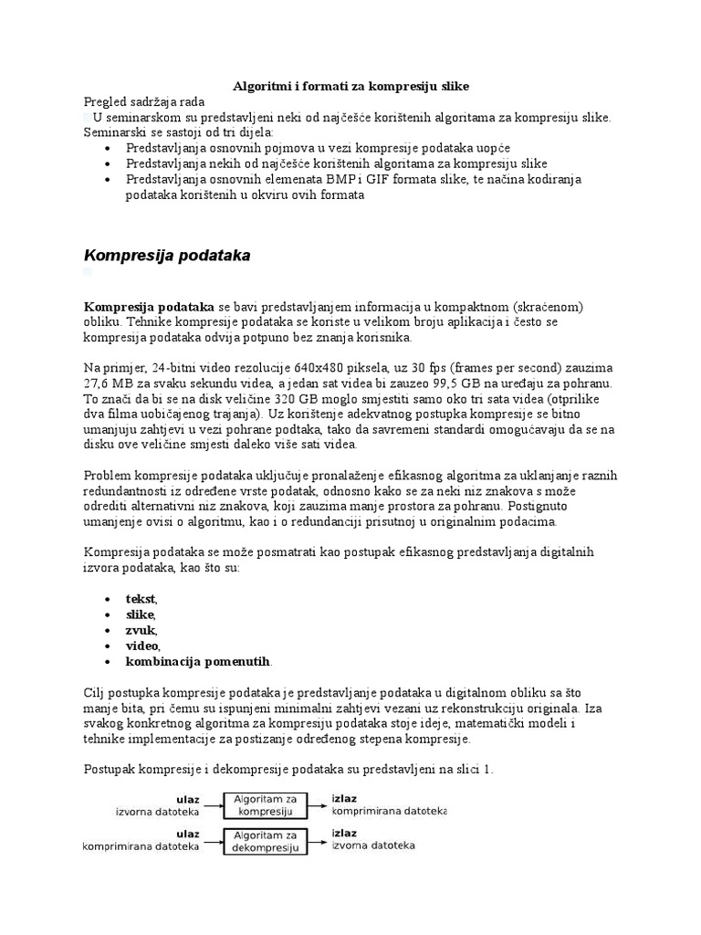Algoritmi I Formati Za Kompresiju Slike | PDF