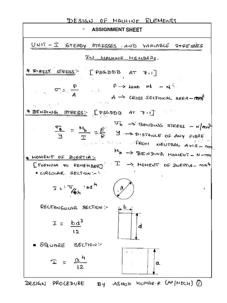 Design Procedure For Design of Machine Elements | PDF | Stress ...