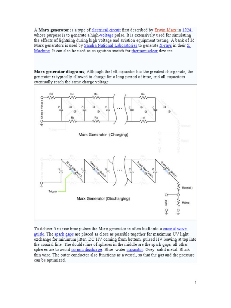 Marx Generator: High-Voltage Pulse Circuit | PDF | Electronics ...