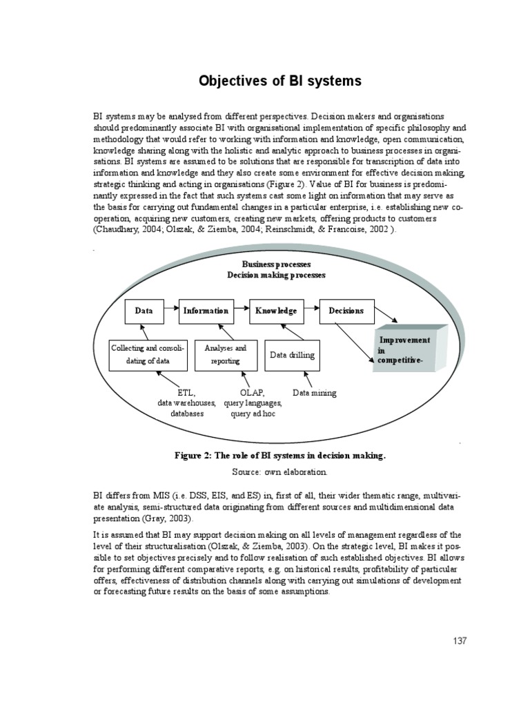 Business Intelligence System Objectives | PDF | Business Intelligence ...