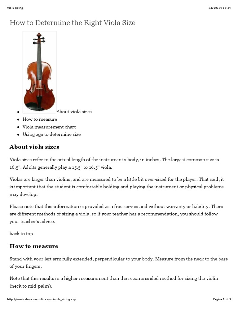 How To Determine The Right Viola Size | PDF