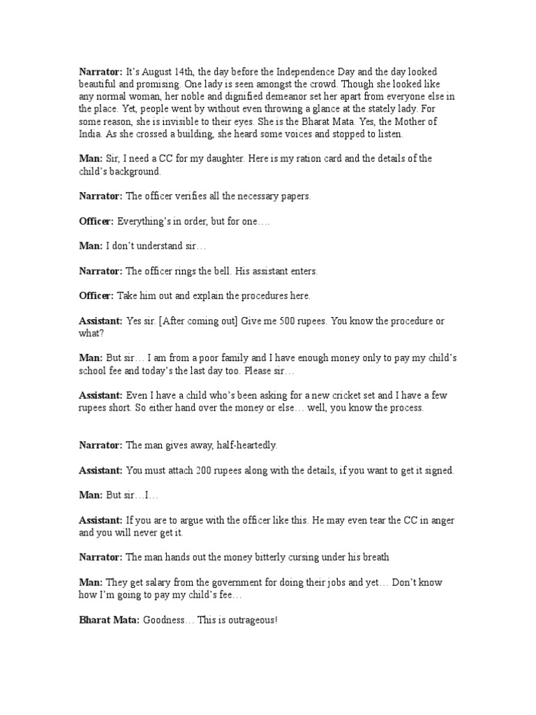 Short Play On Corruption | PDF