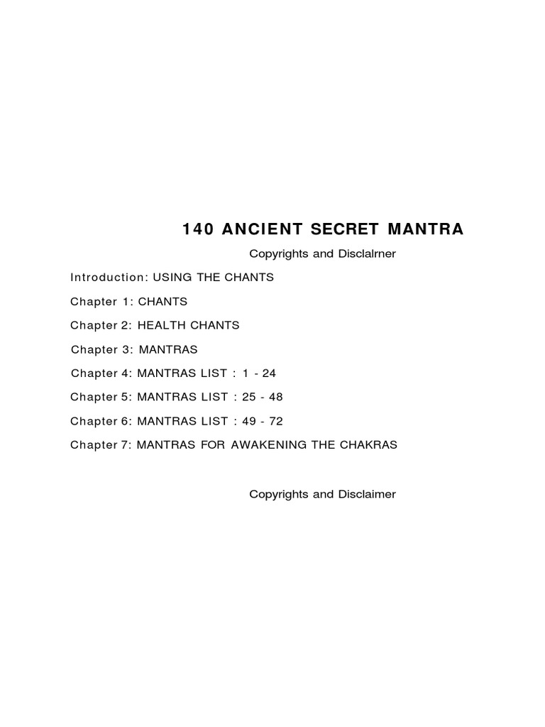 140 Ancient Secret Mantra | PDF | Spirituality | Wellness
