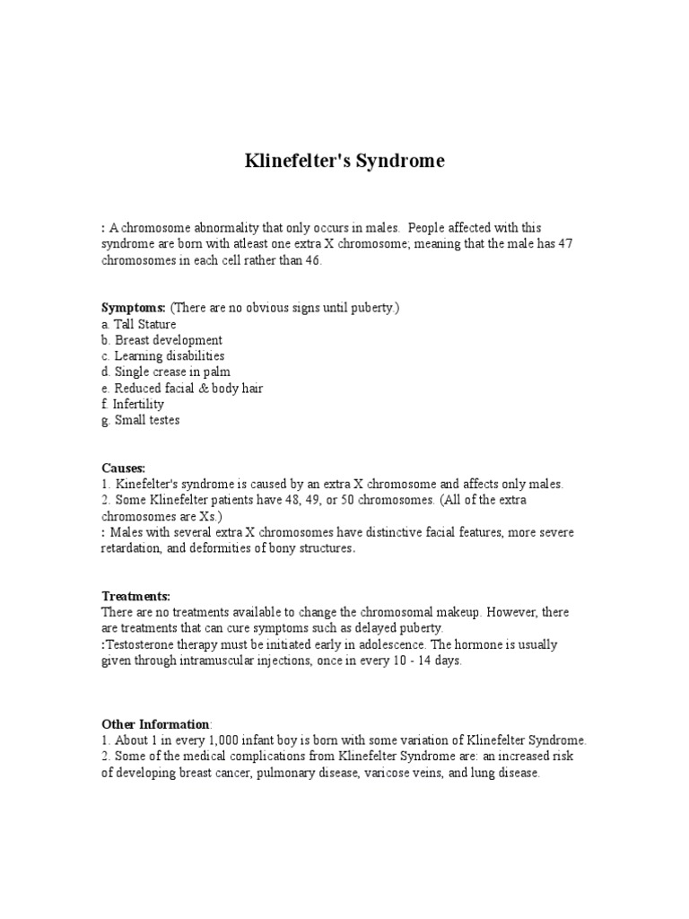 Understanding Klinefelter's Syndrome | PDF | Science & Mathematics