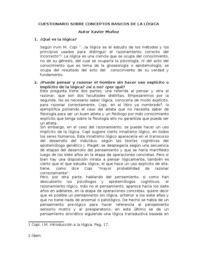 Cuestionario Sobre Conceptos Basicos de La Lógica | PDF | Axioma | Teorema
