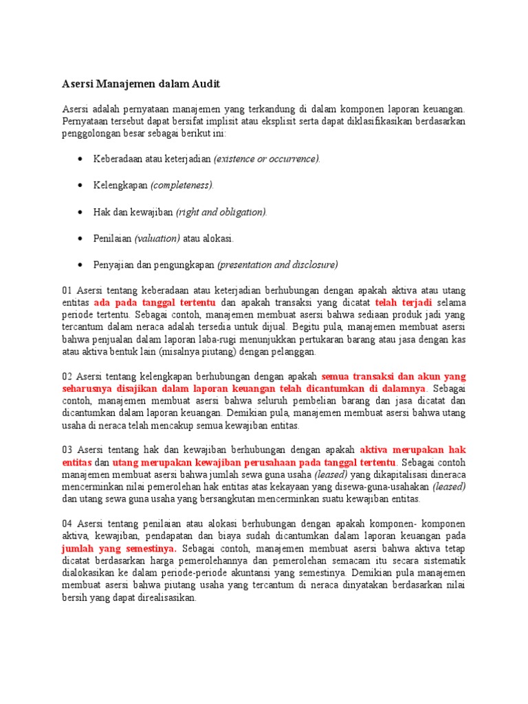 Pengertian Asersi | PDF | Karier & Perkembangan | Pengelolaan Keuangan ...
