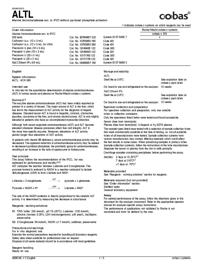 ALTL en | PDF | Alanine Transaminase | Lactate Dehydrogenase