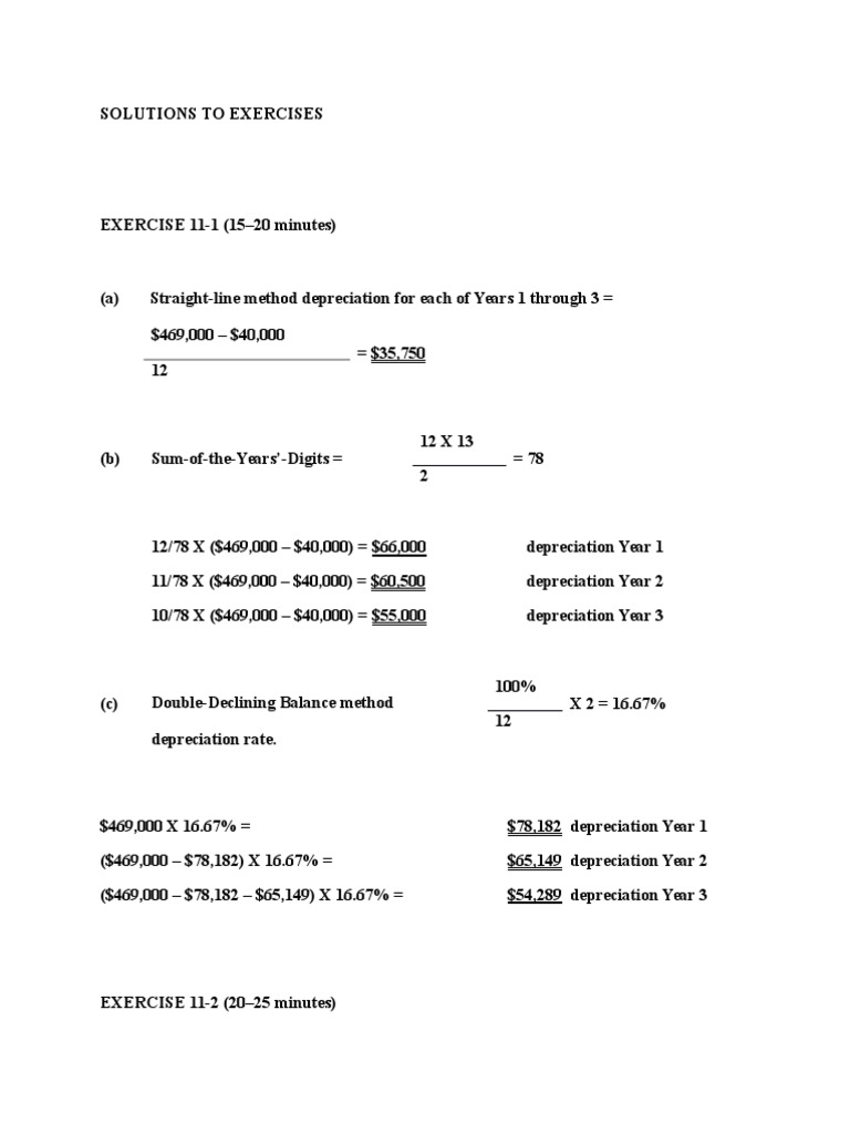 Intermediate Accounting Solutions To Exercises 11 | PDF | Book Value | Depreciation