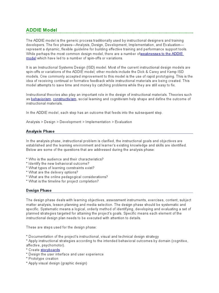 Addie Model | Instructional Design | Learning