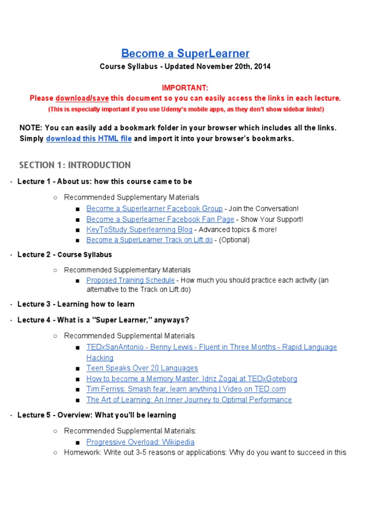 Super Learner Syllabus | Download Free PDF | Memory | Lecture