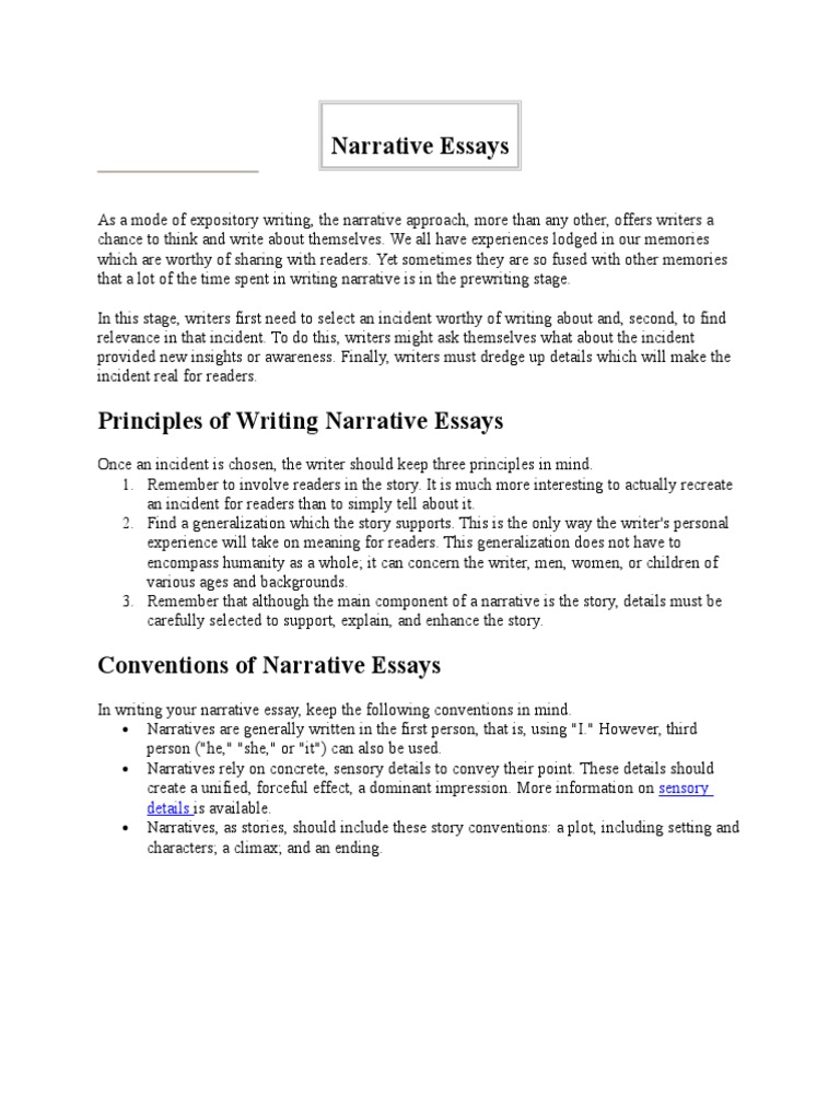Narrative Essays: Sensory Details | PDF | General Fiction