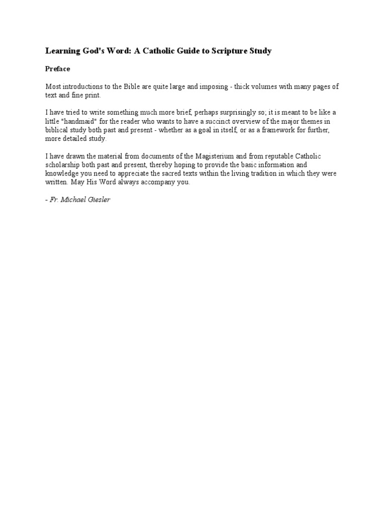 Learning God's Word: A Catholic Guide To Scripture Study | PDF | Bible ...