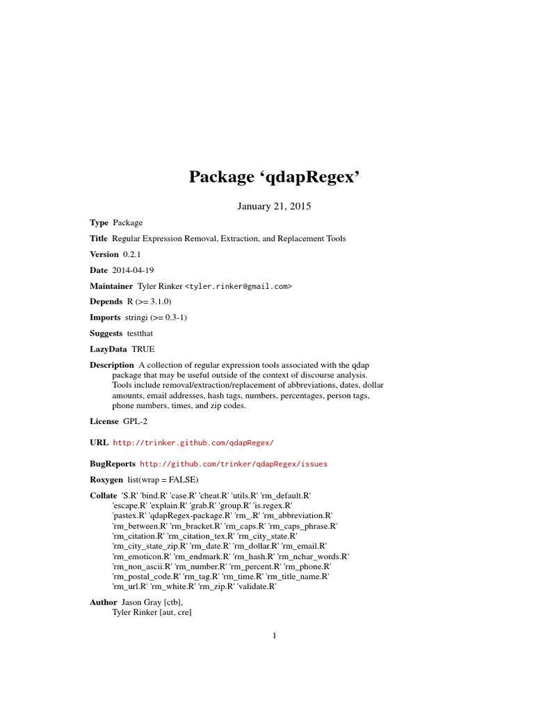 Qdap Regex | PDF | Regular Expression | Parameter (Computer Programming)