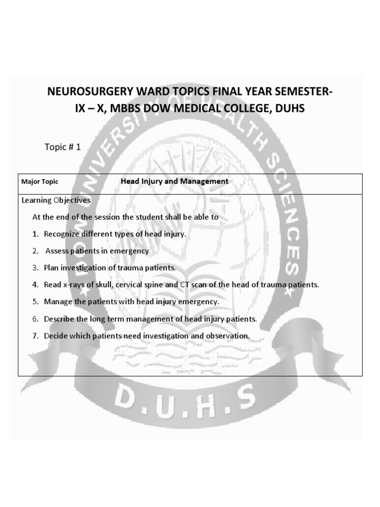 Neurosurgery Ward Topics | PDF | Brain Tumor | Neurosurgery
