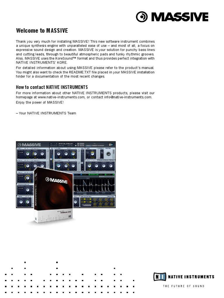 Welcome To MASSIVE: How To Contact NATIVE INSTRUMENTS | PDF | Device Driver | System Software