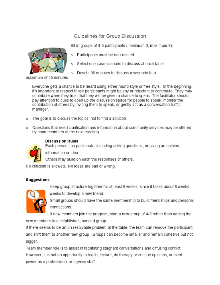 Group Discussion Guidelines and Tips | PDF | Conversation | Communication