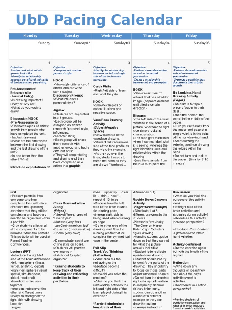 InTASC 7andrea Johnson - Pacing Calendar | PDF | Drawing | Perspective ...