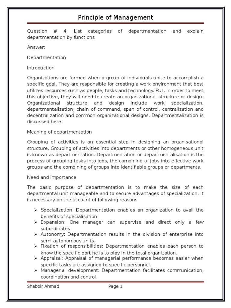 Departmentation | PDF | Organizational Structure | Performance Appraisal
