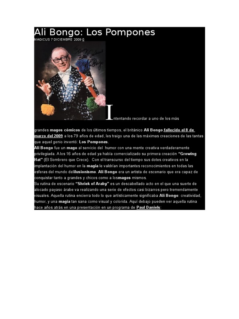 Ali Bongo y su Mágico Truco Los Pompones | PDF