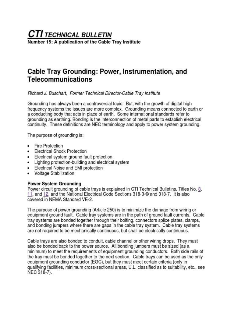 Cable Trays Institute Technical Bulletin 15 | PDF
