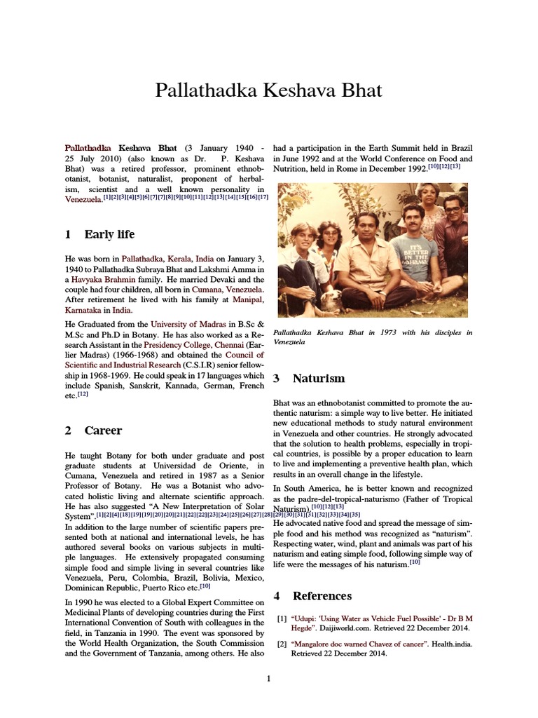 Ethnobotanist Dr. Keshava Bhat | PDF | Creative Commons License | Science