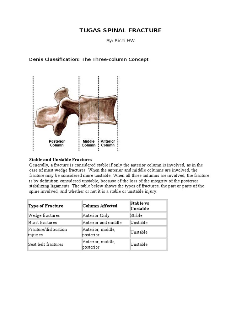 Denis Classification of Spinal Fractures | PDF