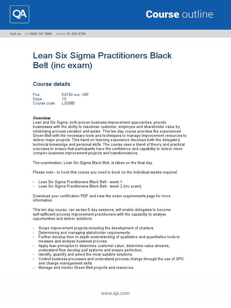 QA-Lean Six Sigma Practitioners Black Belt (Inc Exam) | PDF | Six Sigma | Lean Manufacturing