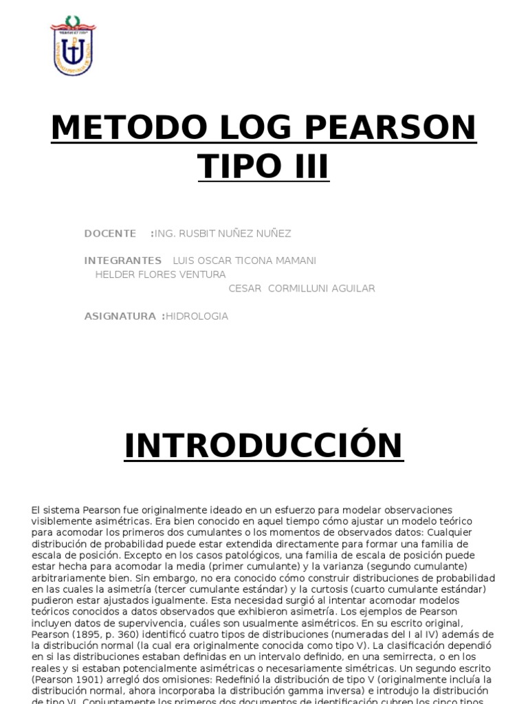 Metodo Log Pearson Tipo III | PDF | Histograma | Ecuaciones