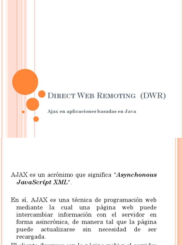 Direct Web Remoting (DWR) | PDF | Ajax (Programación) | Páginas del servidor Java